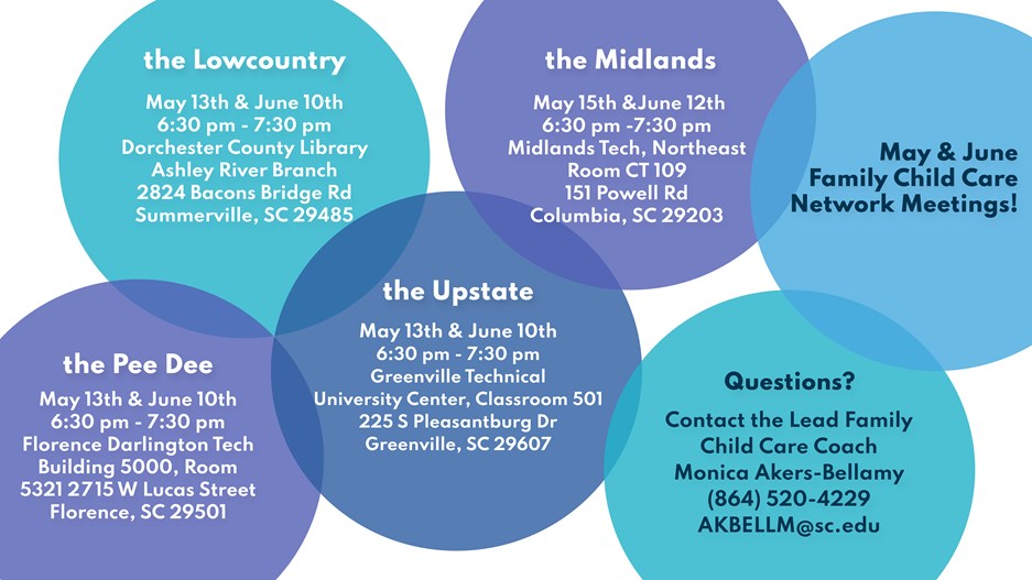 CLOSED: May and June Early Learning Network Meetings - South Carolina CCR&R